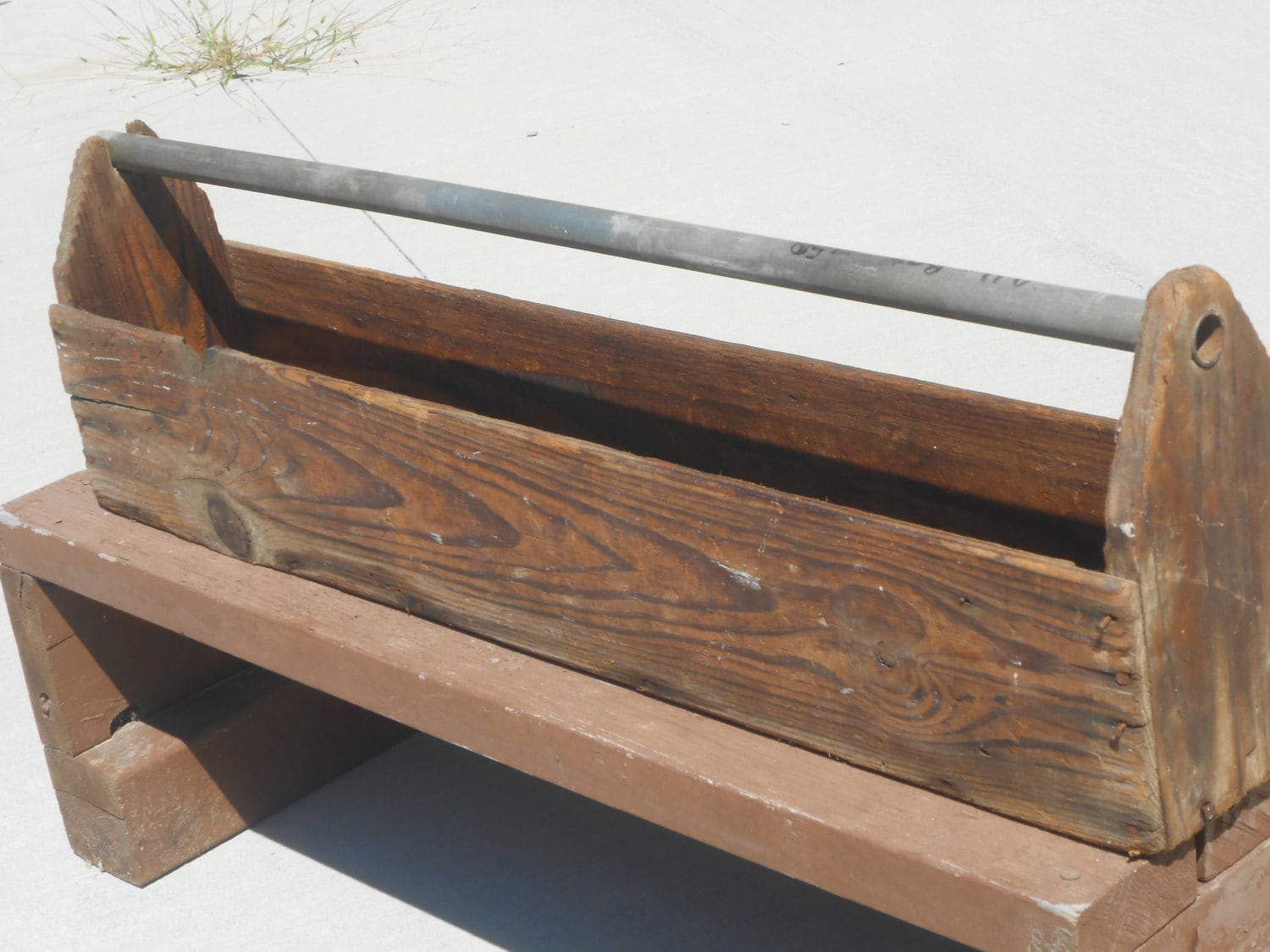 Wood Box Primitive Container Hand Made Tool Carrier Rustic Industrial ...