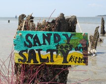 Sandy Toes and Salty Kisses Beach wall art, Beach Signs, Outdoor decor ...