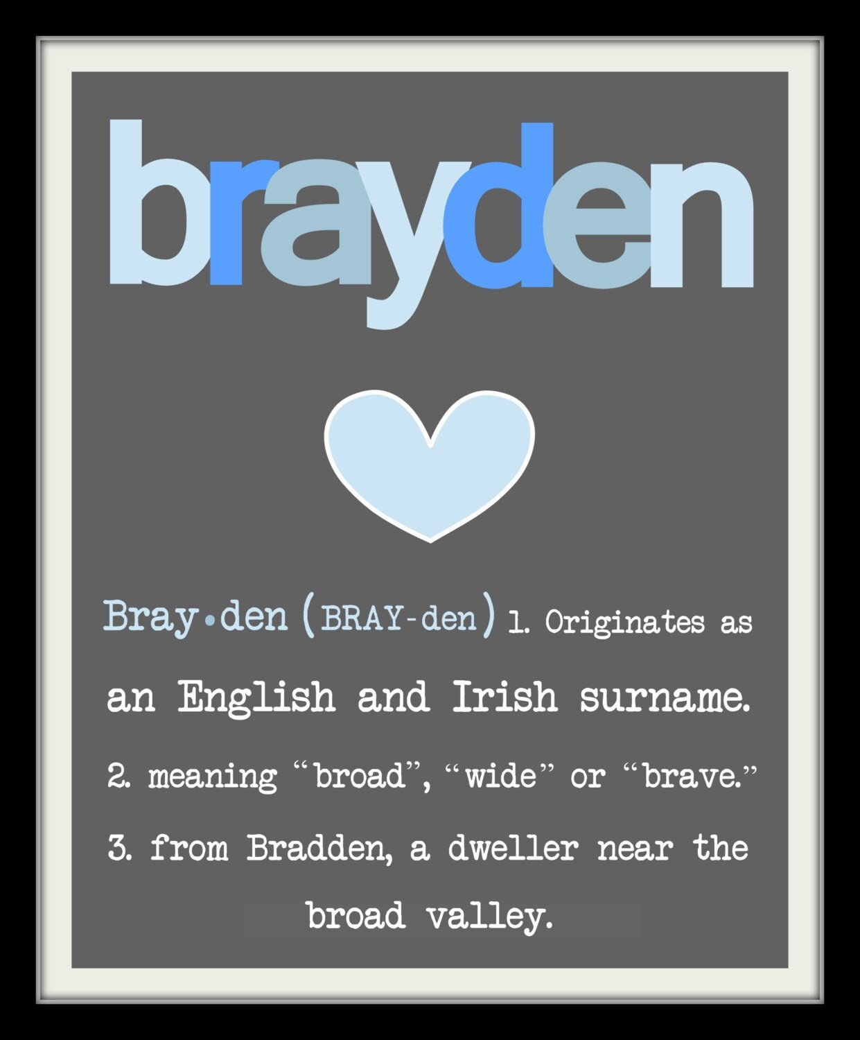 Customized Baby Name Art Print Meaning of Name Childrens'