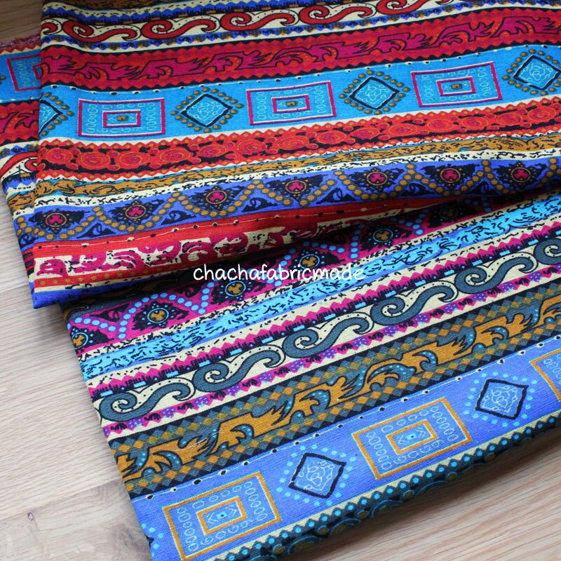 Cotton Linen Fabric BOHO Bohemian Style Fabric Upholstery