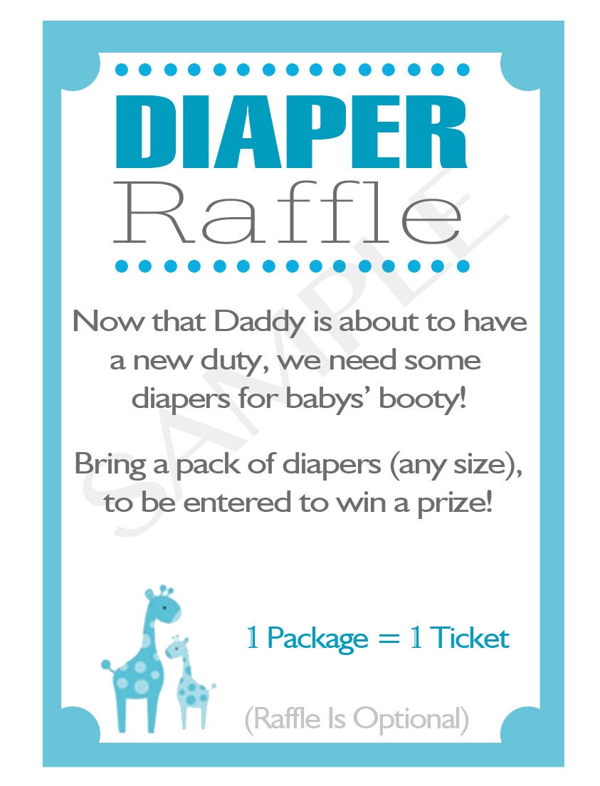 Printable DIY Blue Safari Baby Shower Diaper Raffle Inserts