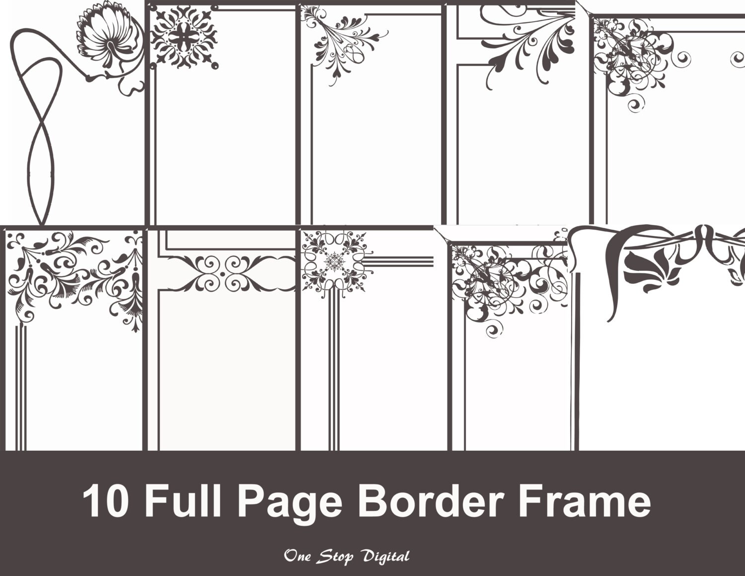 INSTANT DOWNLOAD Full Page Frames Borders Clip art Border