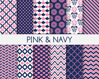 Popular items for pink and navy on Etsy