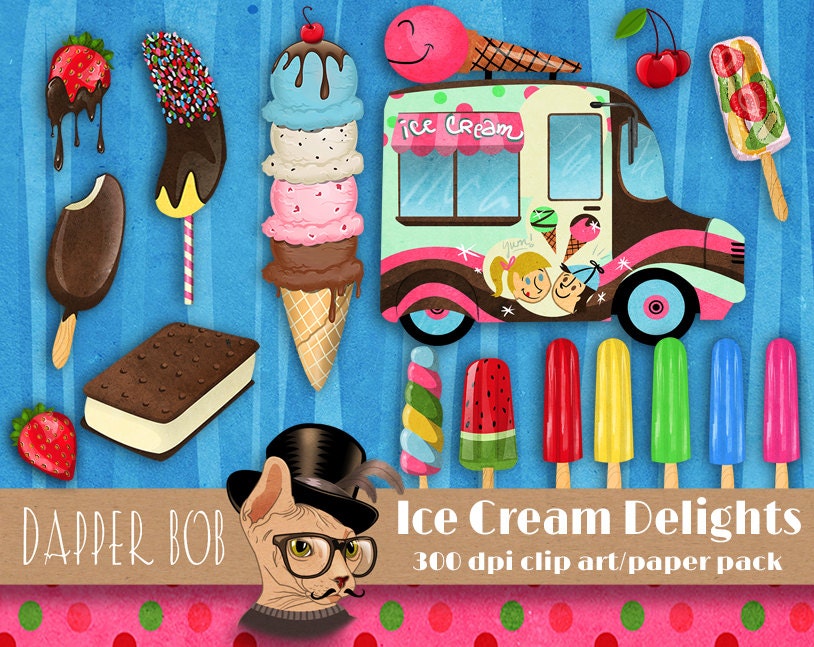 Ice Cream Delights Digital Clip Art Elements for Scrap-booking