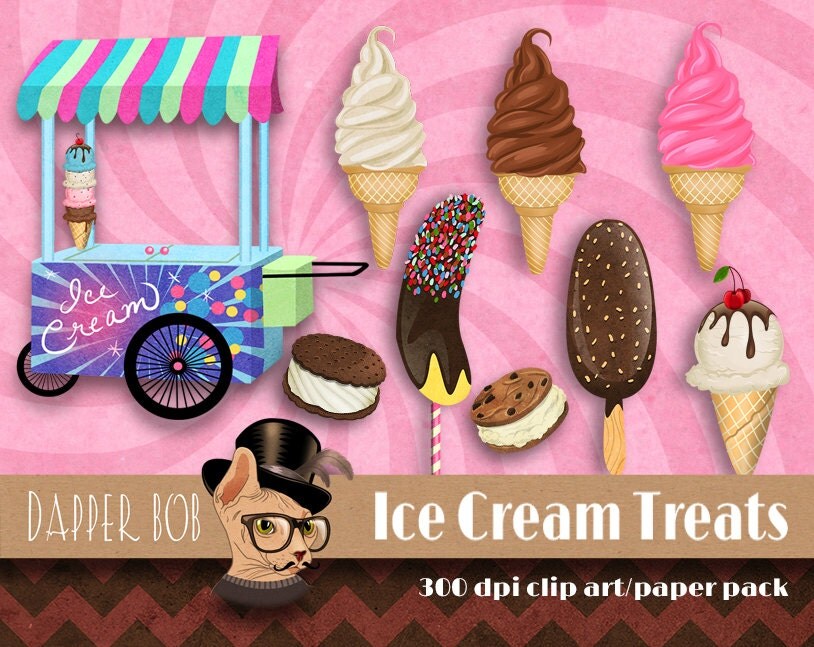 Ice Cream Treats Digital Clip Art Elements for Scrap-booking