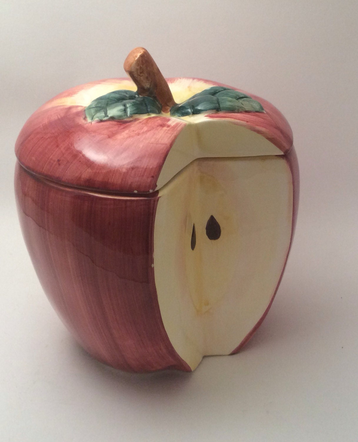Apple cookie jar // apple with a slice taken out // red apple cookie ...