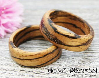 Zebrano Wood matching Rings couple Ring Wooden Finger Ring Custom ...