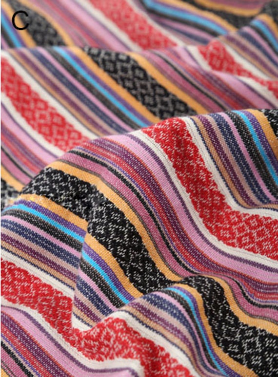 Stripy Cotton Fabric BOHO Bohemian fabric Upholstery fabric