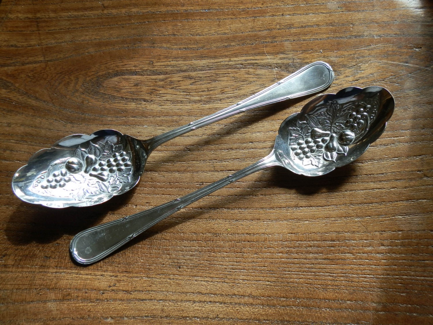 Pair of Vintage English Nickle Silver Berry Serving Spoons c1920 ...