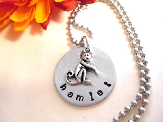 Items similar to Personalized Monkey Charm Necklace, Monkey Jewelry ...