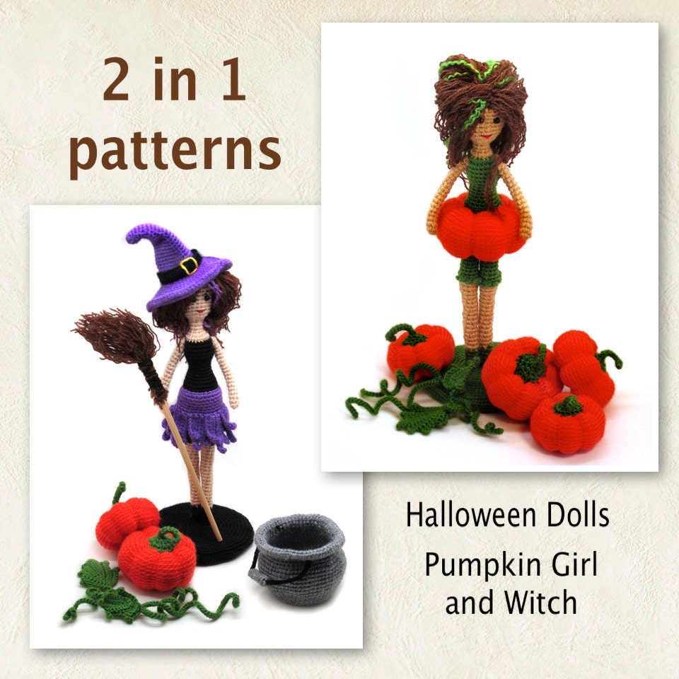 Pack of 2 Halloween Doll patterns crochet toy pattern