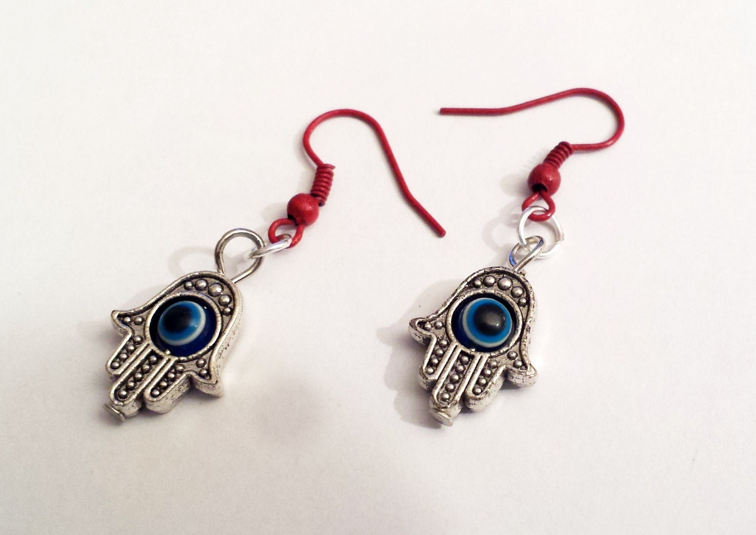Traditional Evil Eye Hamsa Jewish Hebrew dangle earrings