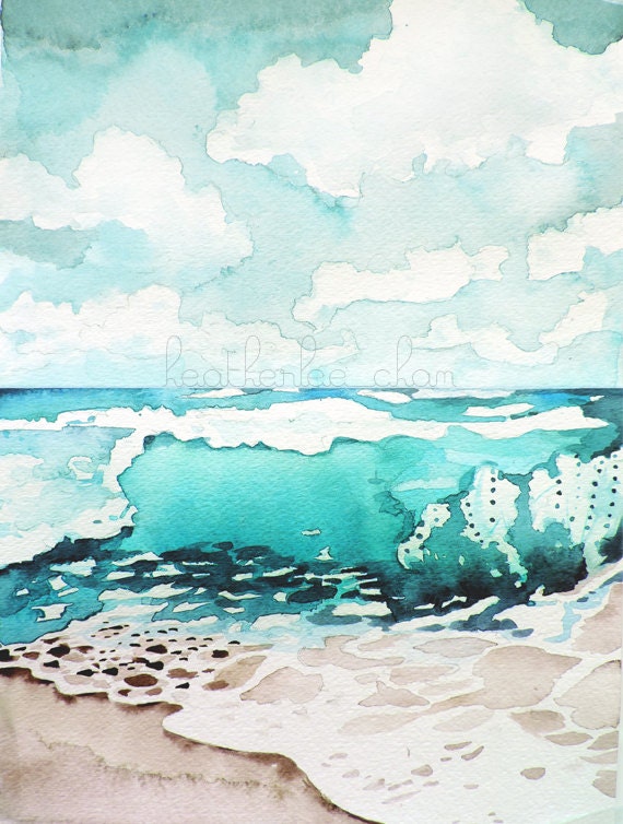 Beach Painting Watercolor Landscape Print