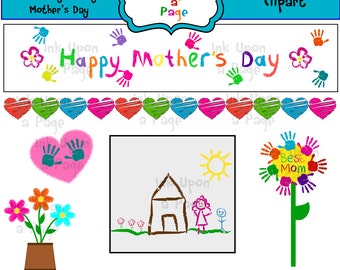 I Love My Mommy Mother's Day Clipart Set, INSTANT DOWNLOAD, Commercial ...
