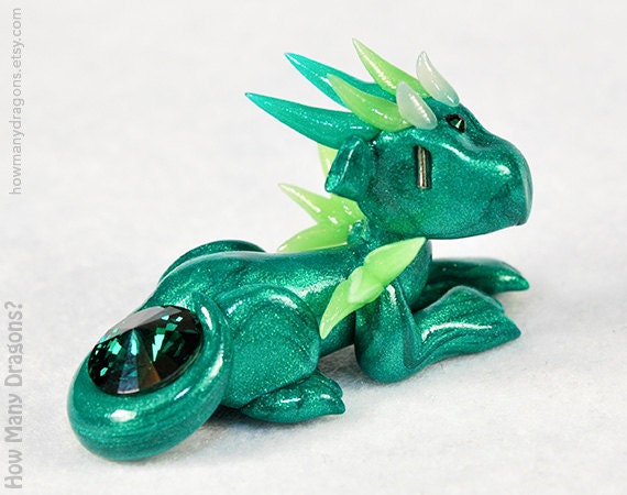 May birthstone dragon with emerald gem green by HowManyDragons