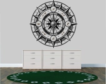 Vintage Compass vinyl wall decal design