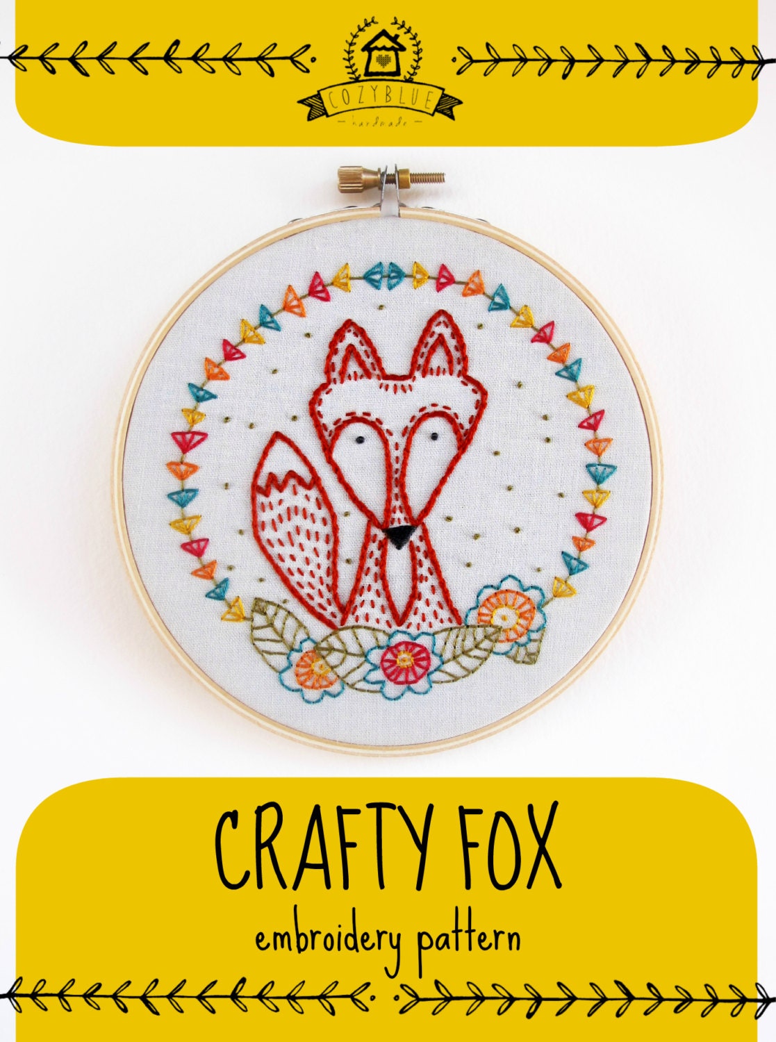 CRAFTY FOX pdf embroidery pattern fox embroidery design