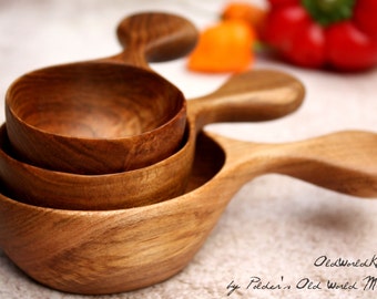 Measuring Cup Set, Large Wood Scoops, Fine Kitchen Utensils, Artisan ...