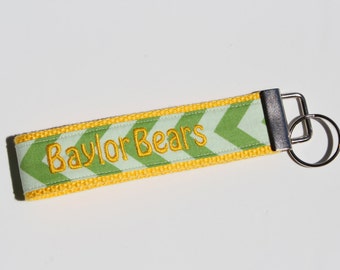 Key Fob - Baylor Bears Team Embroidery in Green Vertical Chevron with ...