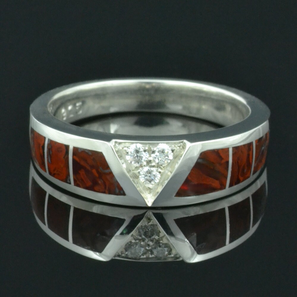 Dinosaur Bone Ring With White Sapphire Accents in Sterling