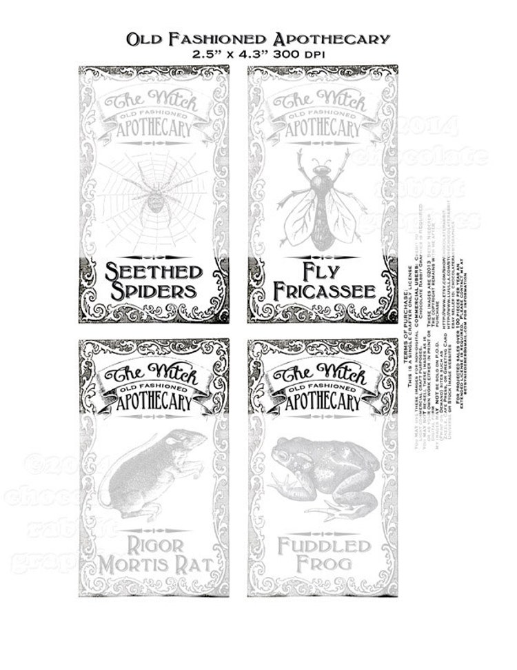 Halloween Witch Apothecary Potion Labels by chocolaterabbit