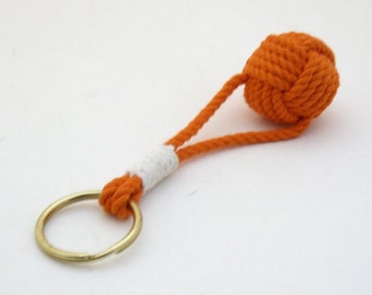 Nautical Monkey's Fist Keychain White Cotton by MysticKnotwork