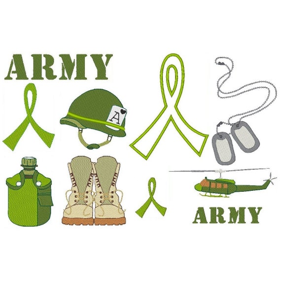 Army machine embroidery design set. Army embroidery by Embroidalot