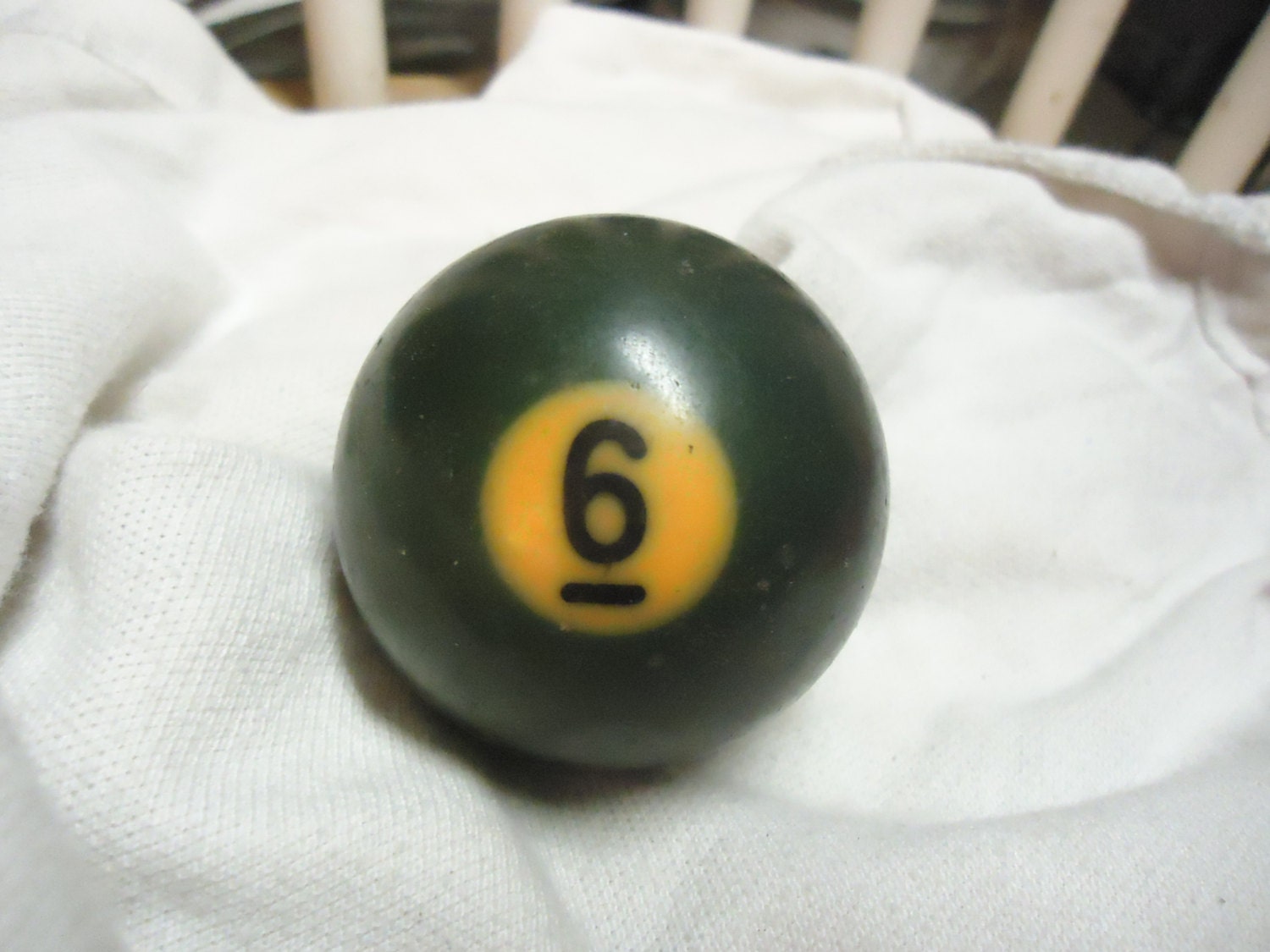 Vintage Pool Ball 6 number six solid green by KennysAntiques