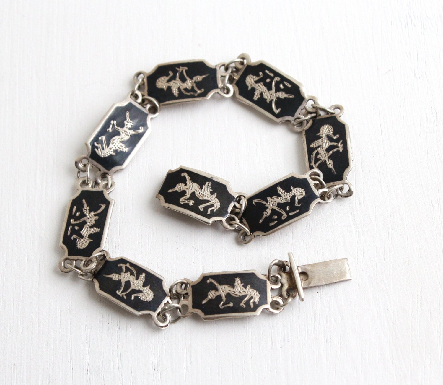 SALE Vintage Sterling Silver Siam Bracelet Siamese Goddess