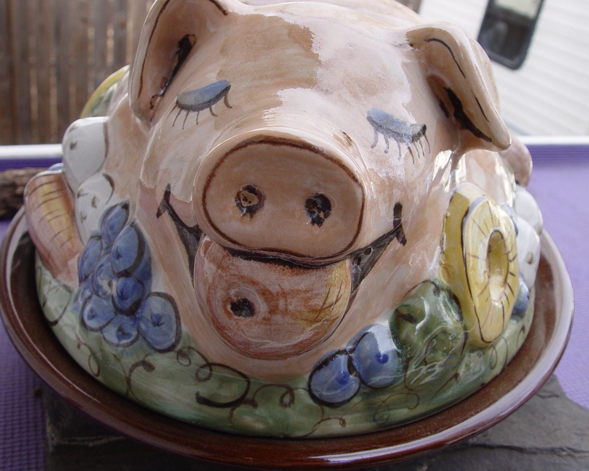 Mid Century Louisville, KY Stoneware Pig Covered Serving Platter ...