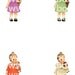 Vintage fabric paper doll A. Medium size 15cm 6 inches