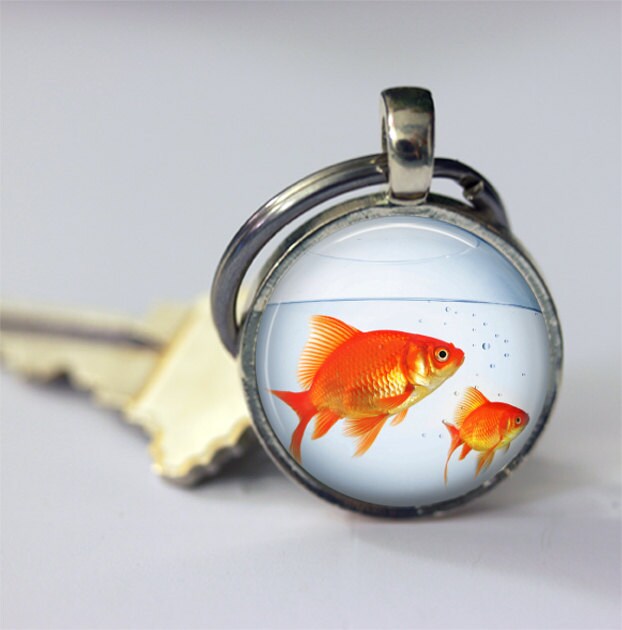 Fish Bowl Keychain Gold Fish Tank Aquarium Goldfish Key Chain