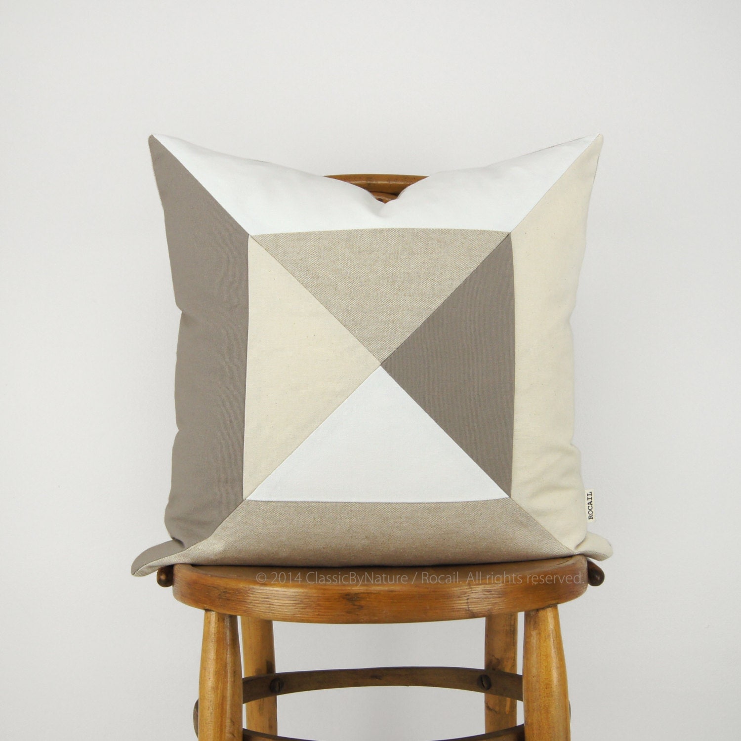 Geometric Color Block Pillow Cover | 18×18 Triangle Pillow | Neutral ...