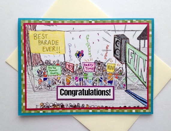 Running Congratulations Handmade Greeting by aSteadyPaceStudio