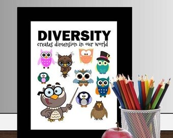 Diversity Owls Decor End of Year Teacher Gift Back to School Gifts for ...