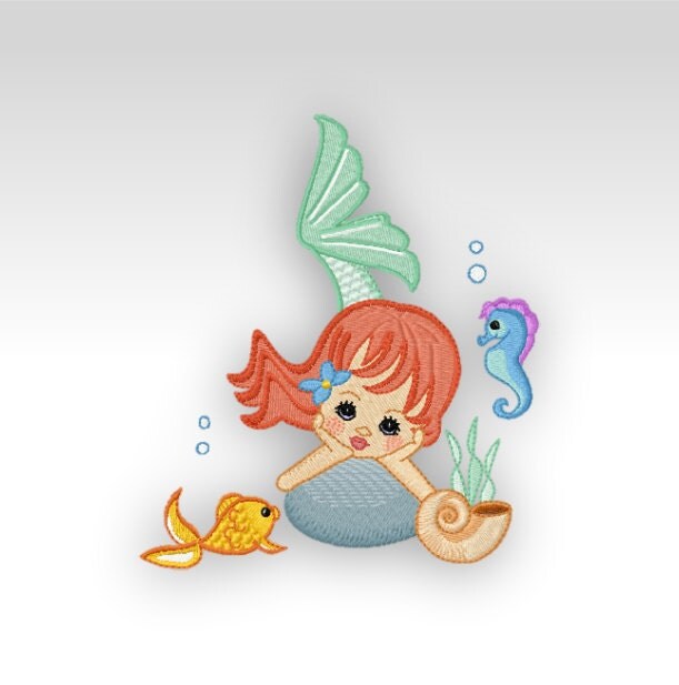 Mermaid Machine Embroidery Design Precious Mermaid 5