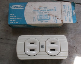 Vintage Leviton Duplex Power Outlet Mixed Media Salvage