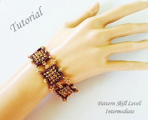 SPANISH TILES beaded bracelet beading tutorials and patterns