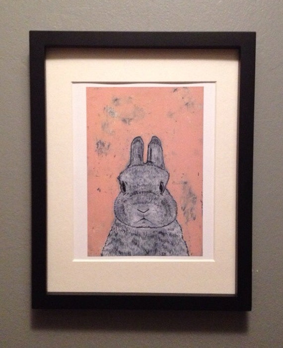 Unframed reproduction print Dwarf Rabbit on Pink