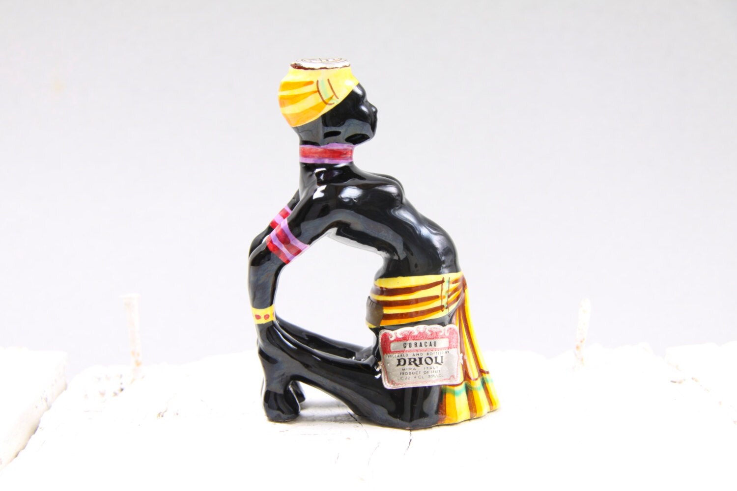 Drioli African Lady Miniature Bottle Italian Pottery