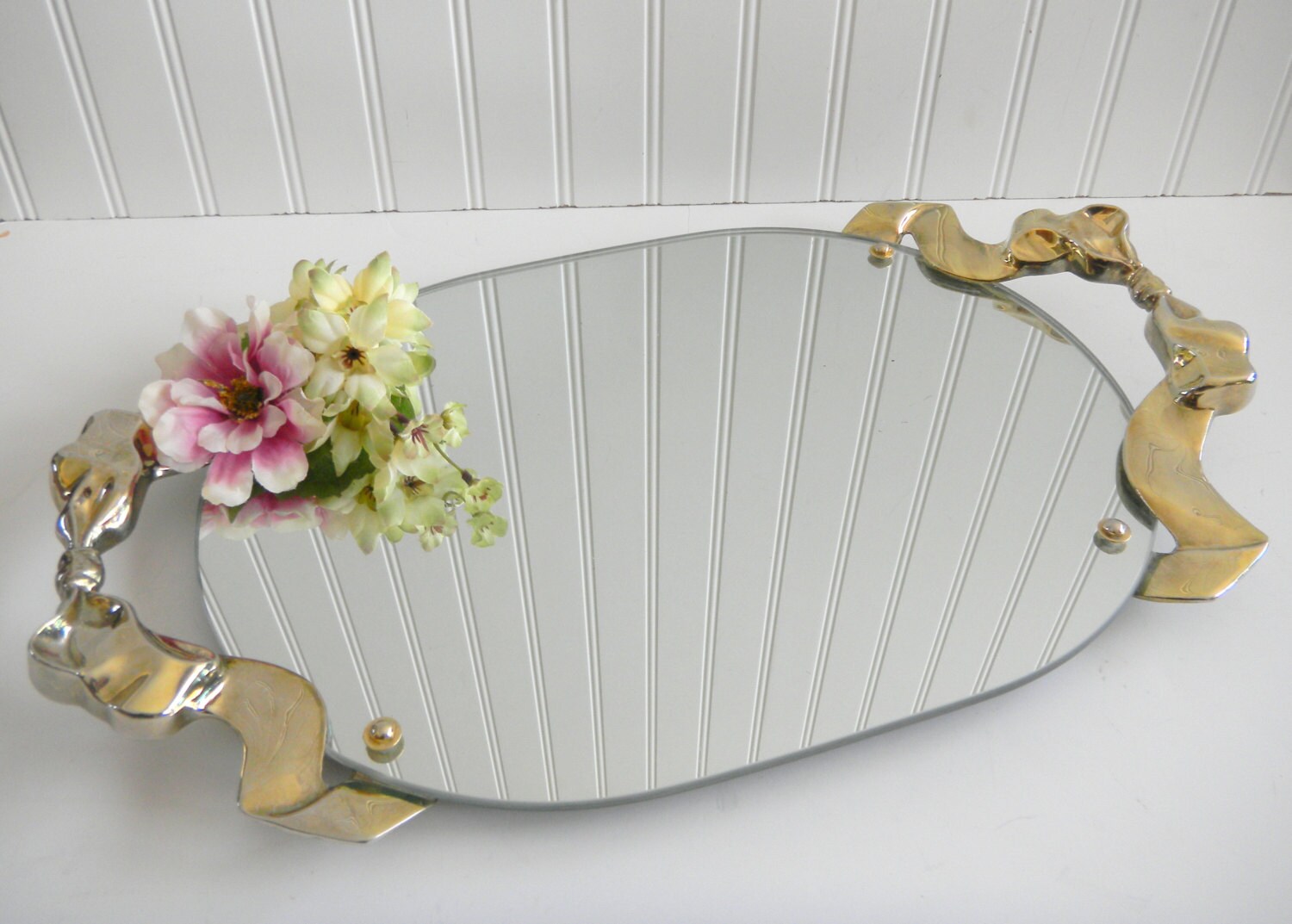 Hollywood Glam Mirror Vanity Tray /Vintage Mirrors /Gold Bows ...