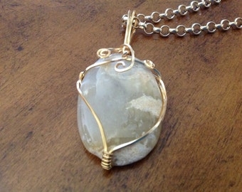 Wire wrapped Marble Stone Necklace