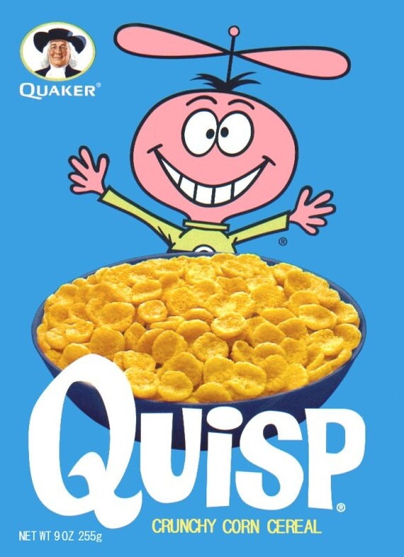 QUISP 1970's Original Blue Cereal Box Stand-Up Display