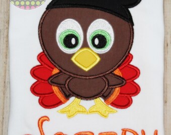 Boys personalized turkey wearing Mickey Mouse ears appliqued shirt - Disney