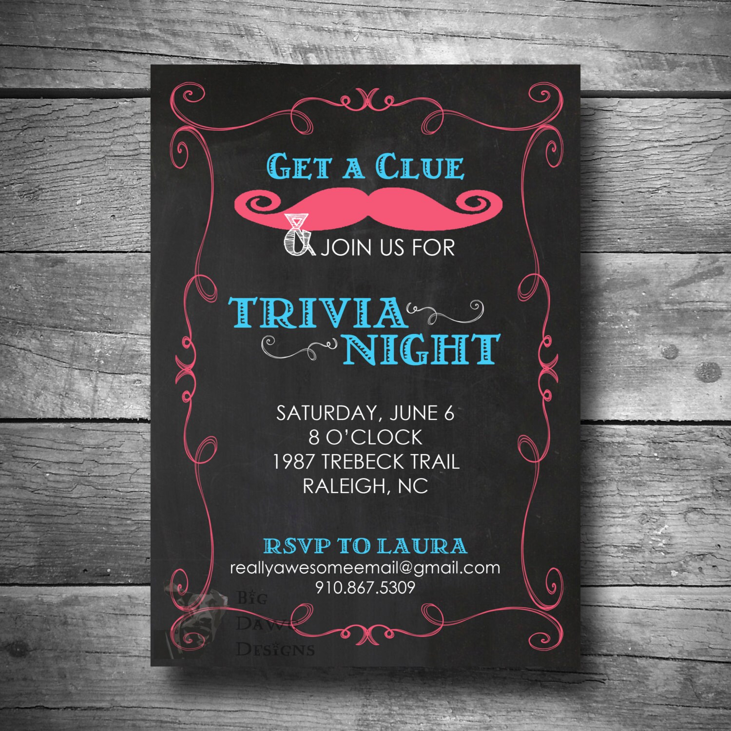Trivia Party Invitation Game Night Invite Printable Text or