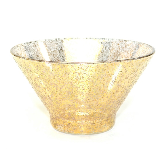 Mid-Century Gold Leaf Splatter Glass Bowl Very Large Group