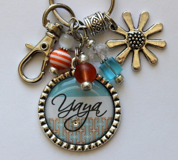 PERSONALIZED GIFT Yaya sister teacher mom orange teal and