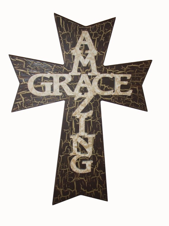 Amazing Grace Finished Cross Layered Wooden Decorative Crosses