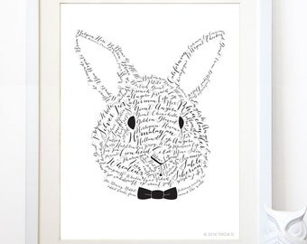 Bunny Rabbit Print, Typographic illustration listing 72 Rabbit Breeds ...