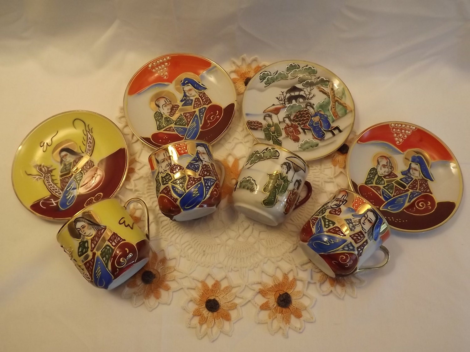 4 Sets of Beautiful Vintage Demi Tasse Cups with Matching Saucers ...